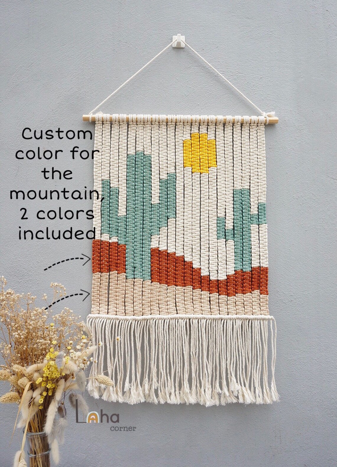Mountain and Cactus Macrame Tapestry Mountain Art Wall - Etsy