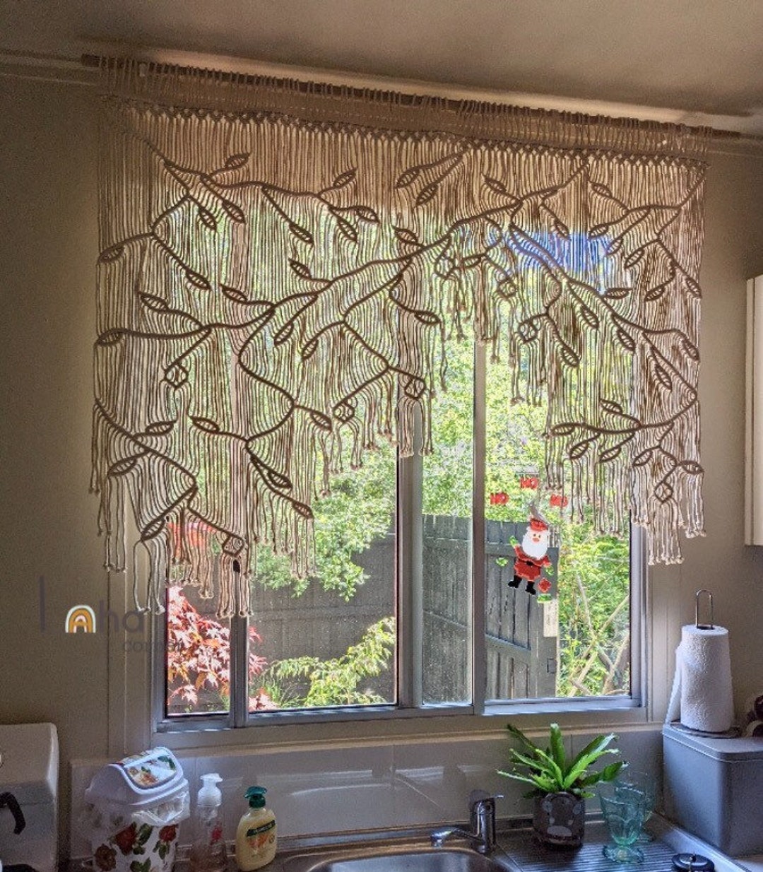 Macrame Leaf Window Curtain: Boho Window Treatment - Etsy