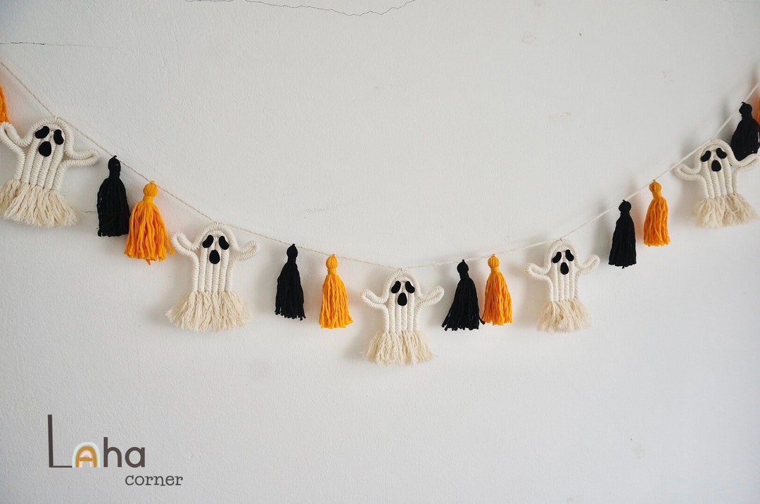 Macrame Halloween Garland: Macrame Halloween Decor, Scary Halloween ...