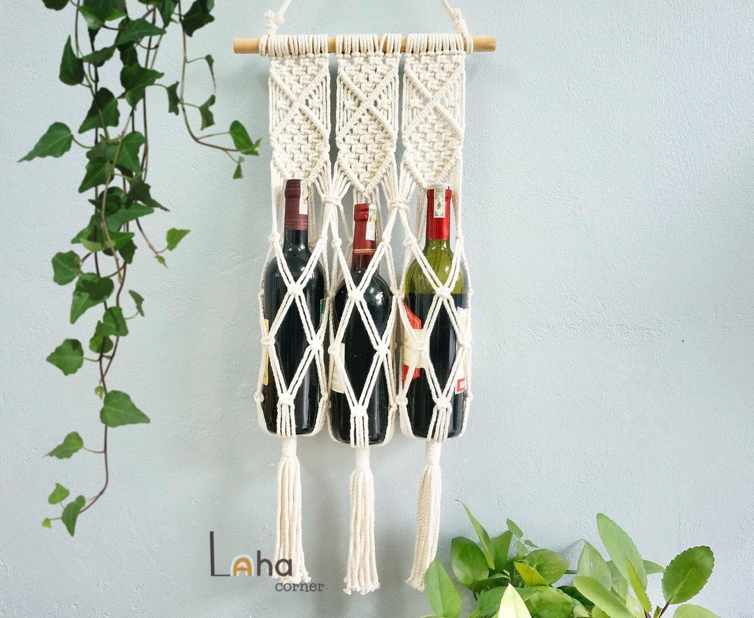 Macrame Champagne and Wine Bottles Holder, Fathers Day Gifts, Bottles ...