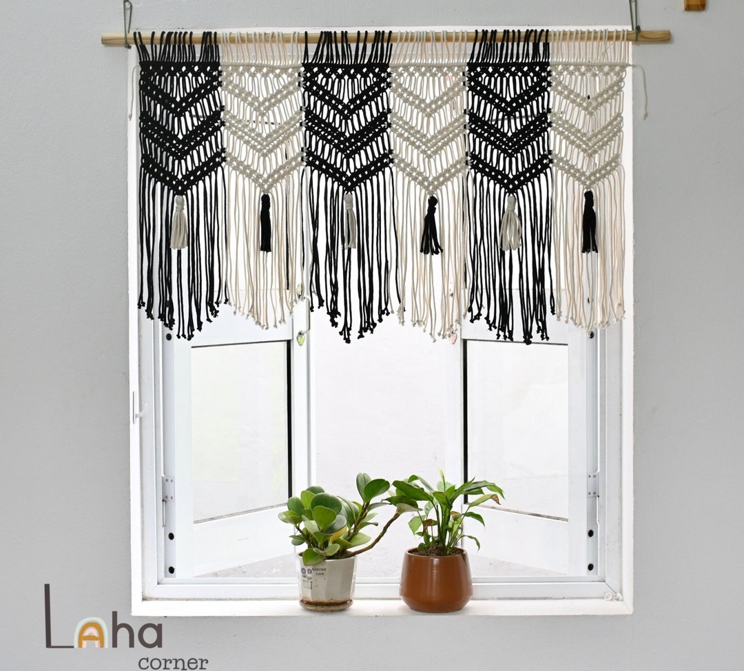 Macrame Window Valance, Door Wall, Macrame Valance, Decor Boho Macrame ...