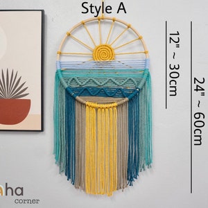 Modern Macrame Sunrise Sunset Wall Art, Minimalist Boho Sun Sunshine ...