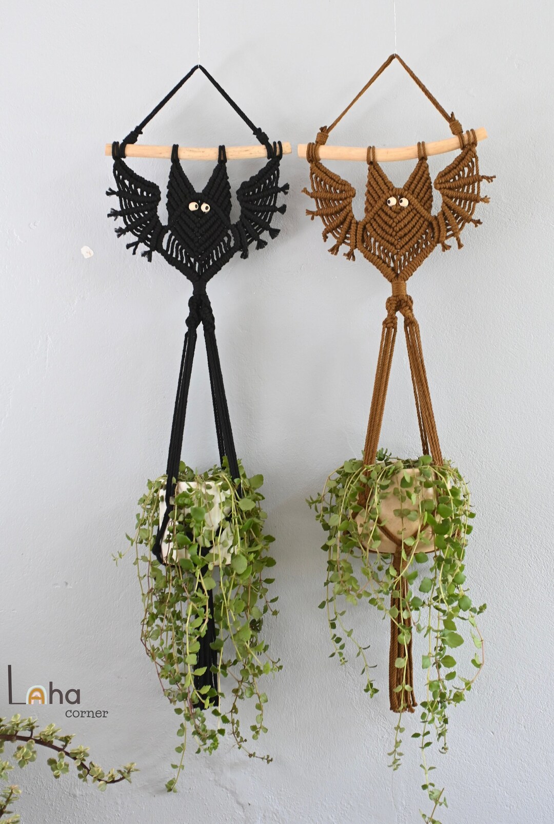 Macrame Plant Hanger, Witch Wiccan Bat Plant Hanger, Gothic Plant ...