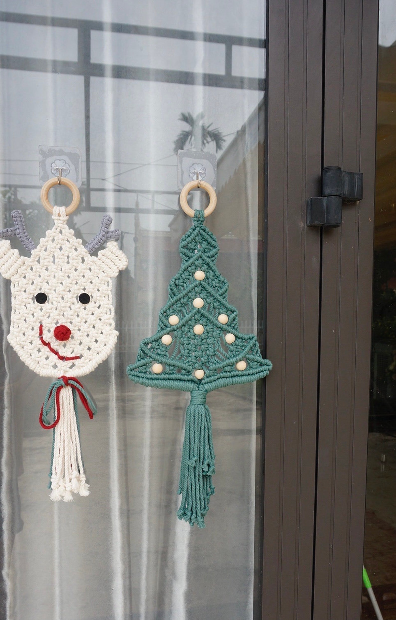 Christmas Reindeer Face and Pine Tree Decor Macrame Reindeer - Etsy