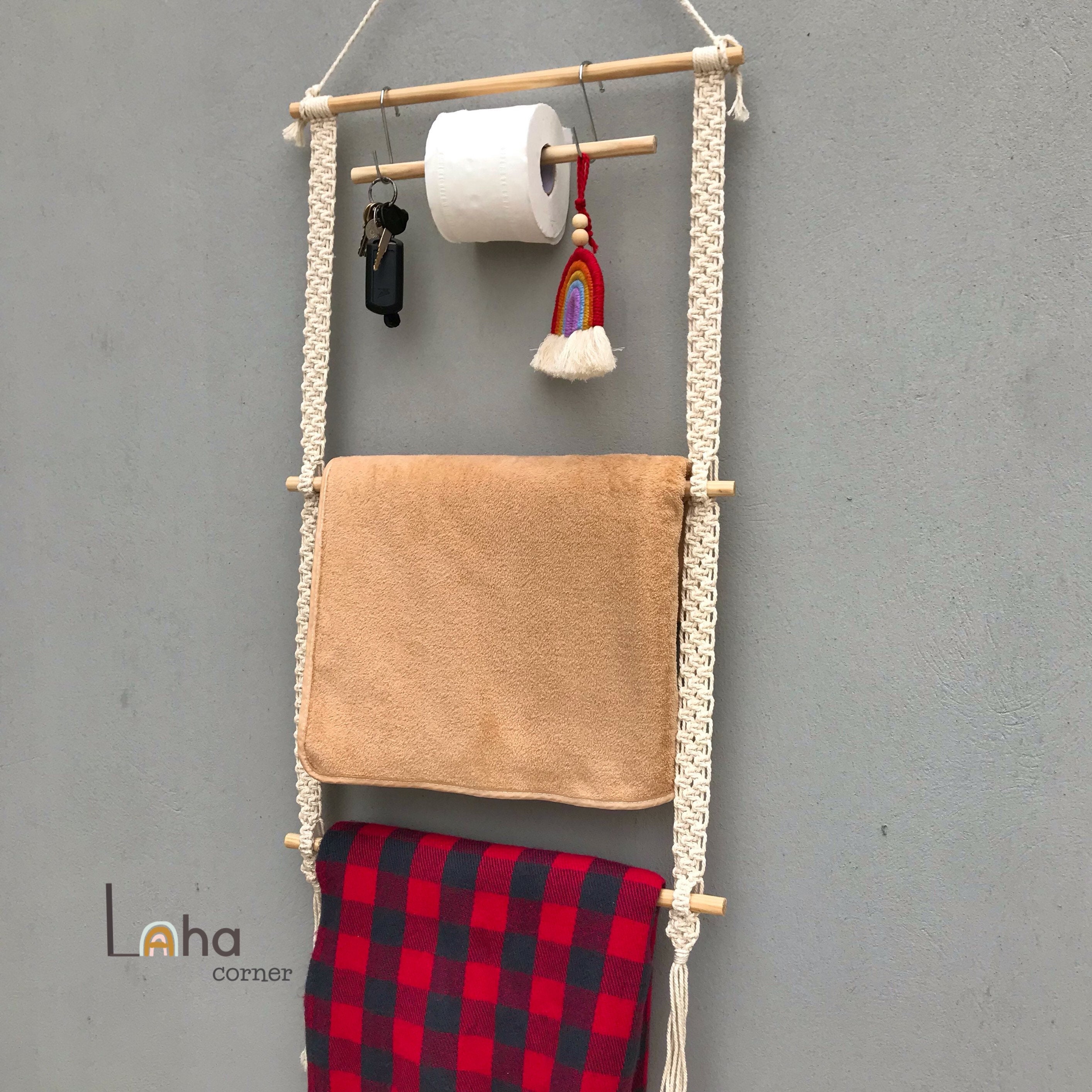 Macrame Towel Rack Scarf Hanger Kitchen Paper Roll Holder - Etsy