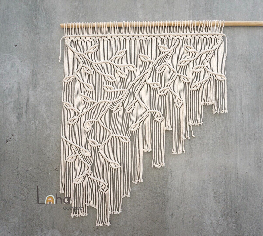 Asymmetric Macrame Curtain: Macrame Kitchen Curtain, Window Valance ...