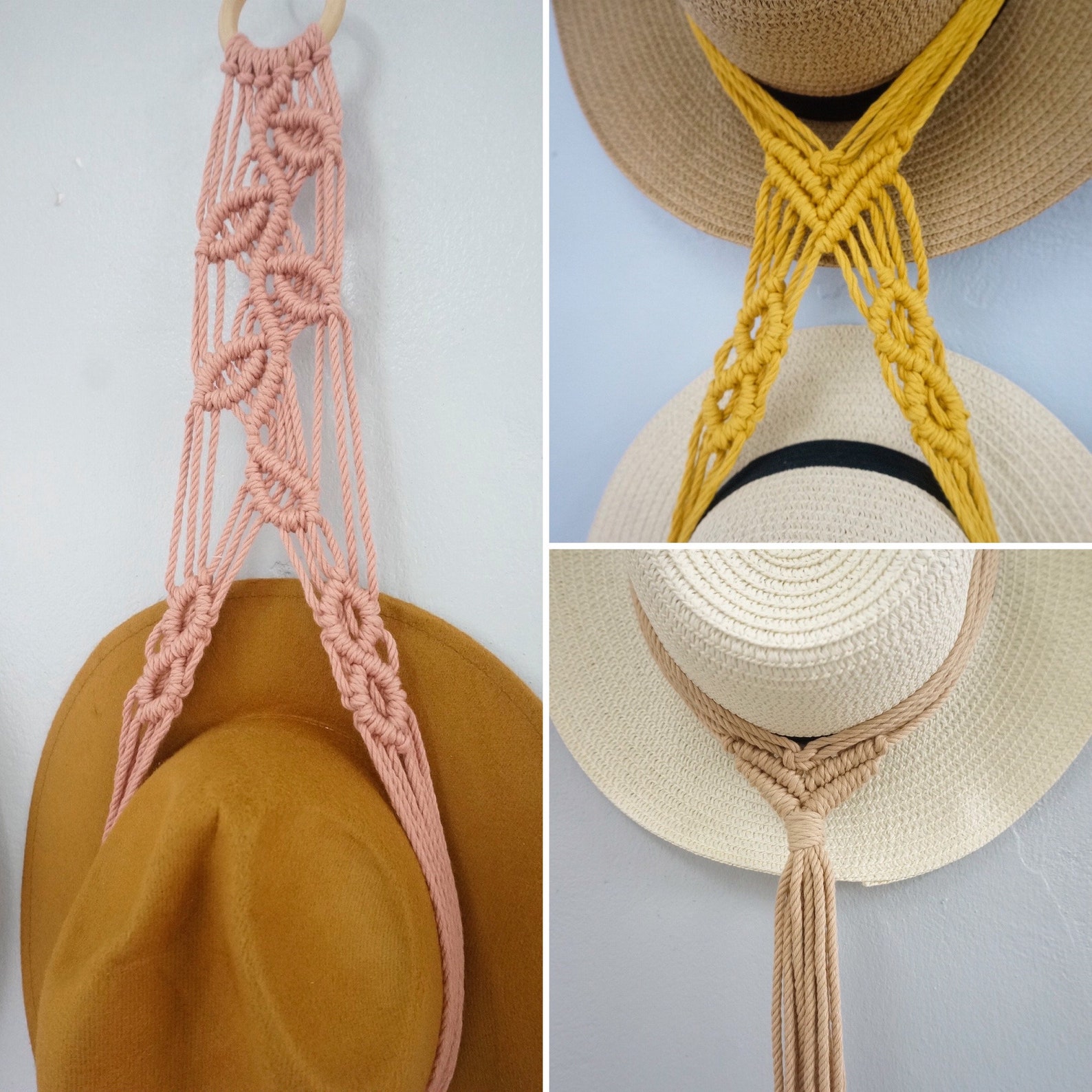 Macrame Hat Holder Vintage Hat Storage Macrame Vine | Etsy