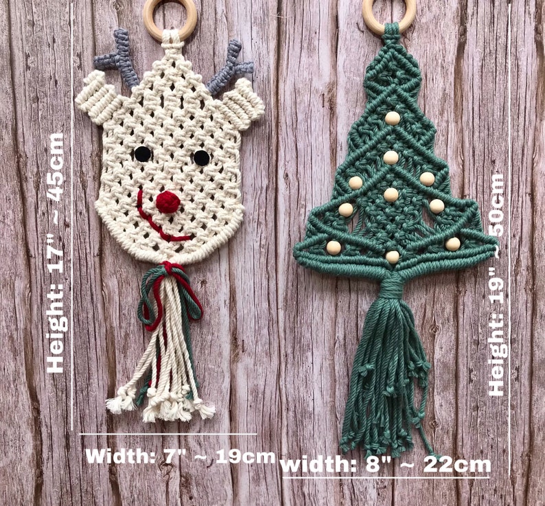 Christmas Reindeer Face and Pine Tree Decor Macrame Reindeer - Etsy