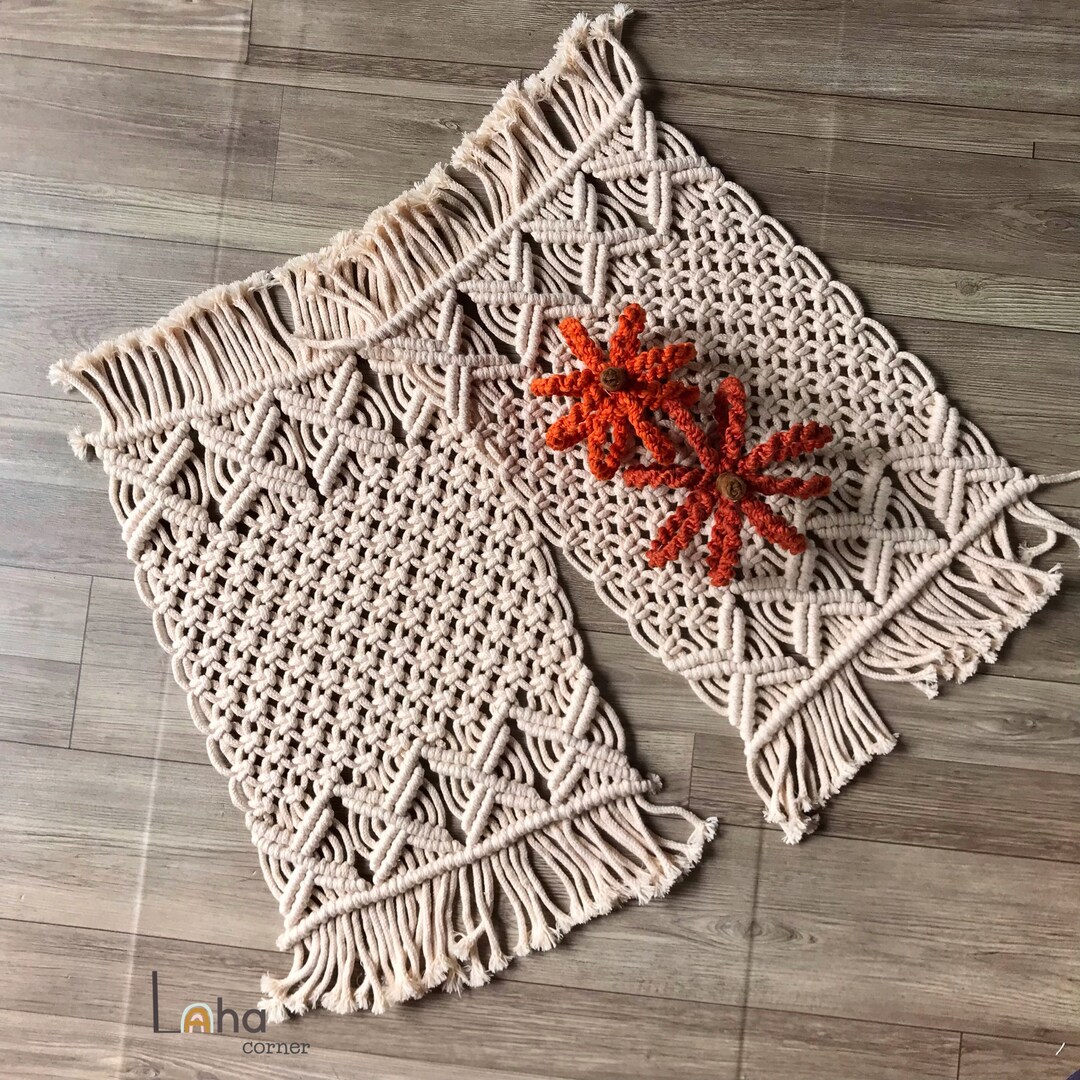 Set of 2,4,6 Macrame Table Placemats, More Color, Rustic Dining Table ...