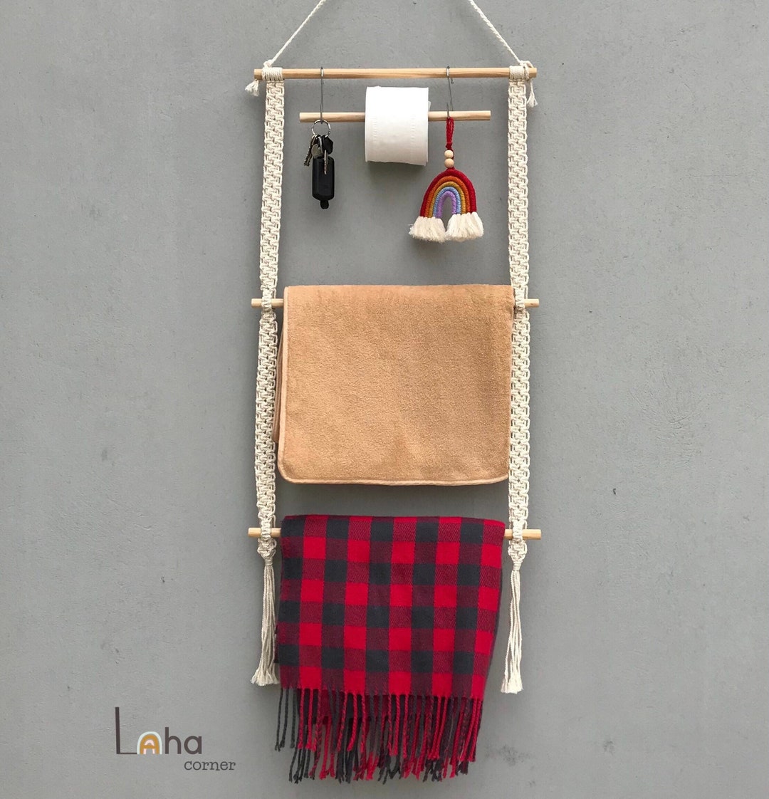 Macrame Towel Rack, Scarf Hanger, Kitchen Paper Roll Holder, Ladle ...