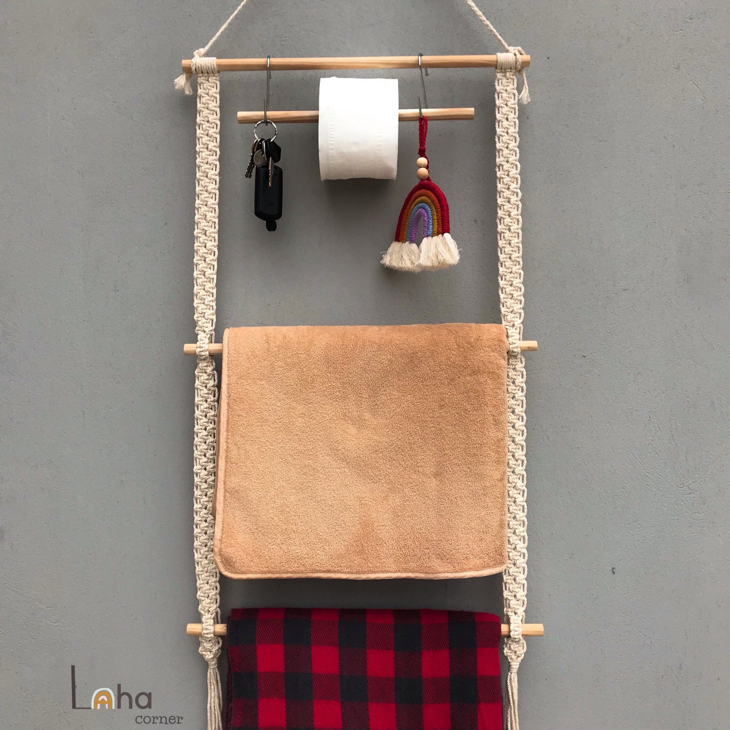 Macrame Towel Rack Scarf Hanger Kitchen Paper Roll Holder - Etsy