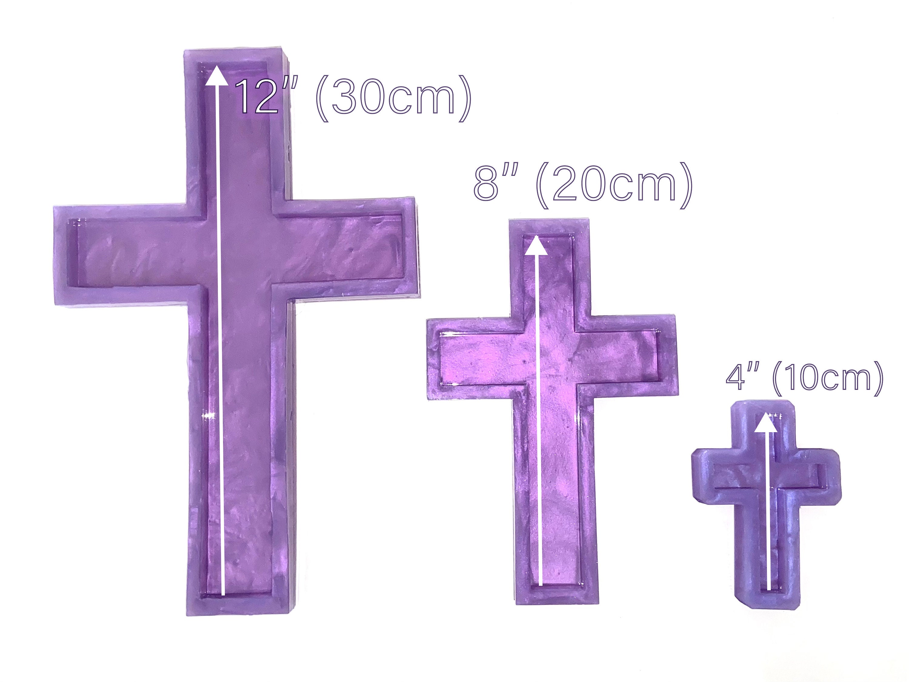 12” Extra Large Cross Mold Resin Crafts Thick Deep Christian Cross Wall ...