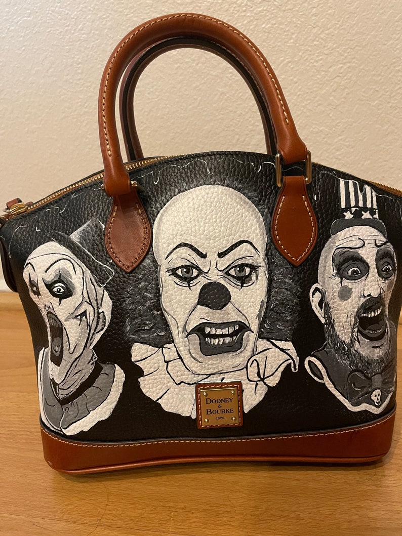 Killer Clowns Horror Hand Painted Luxury Dooney & Bourke Hand Bag. One ...