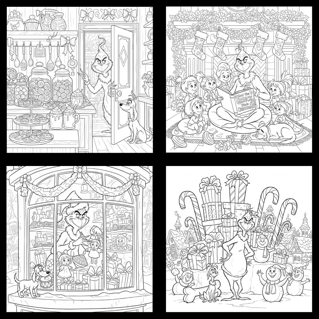 The Merry Grinchmas Line Art Series | 40 Pages Christmas Coloring PDF ...