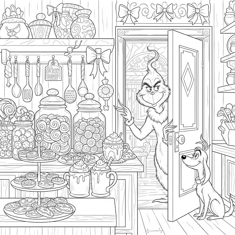 The Merry Grinchmas Line Art Series | 40 Pages Christmas Coloring PDF ...