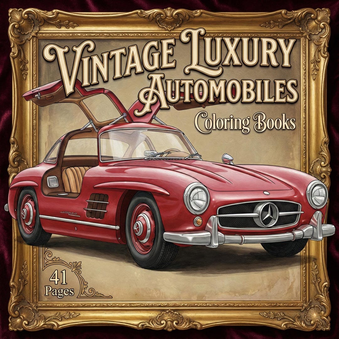 Vintage Luxury Automobiles – Pre-war Classic Cars Adult Coloring Book ...