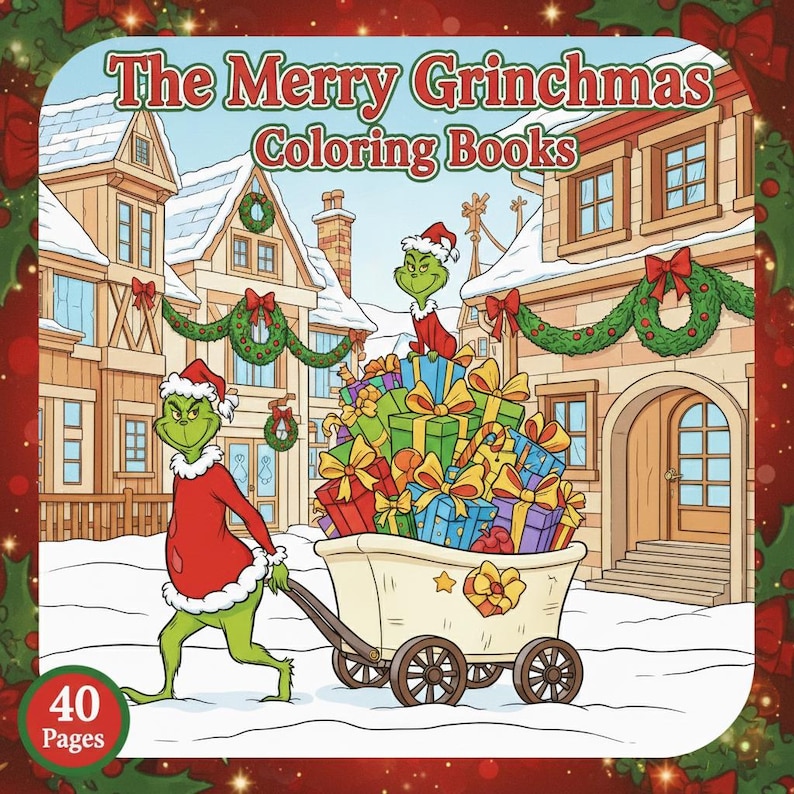 The Merry Grinchmas Line Art Series | 40 Pages Christmas Coloring PDF ...