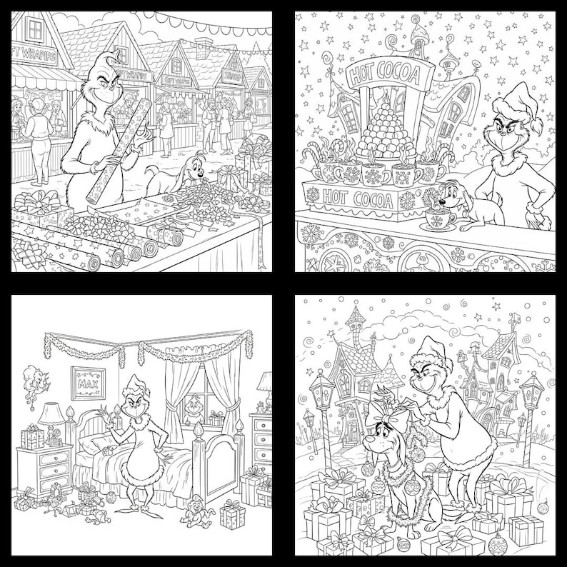 The Merry Grinchmas Line Art Series | 40 Pages Christmas Coloring PDF ...