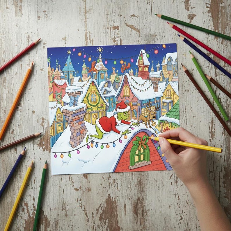 The Merry Grinchmas Line Art Series | 40 Pages Christmas Coloring PDF ...