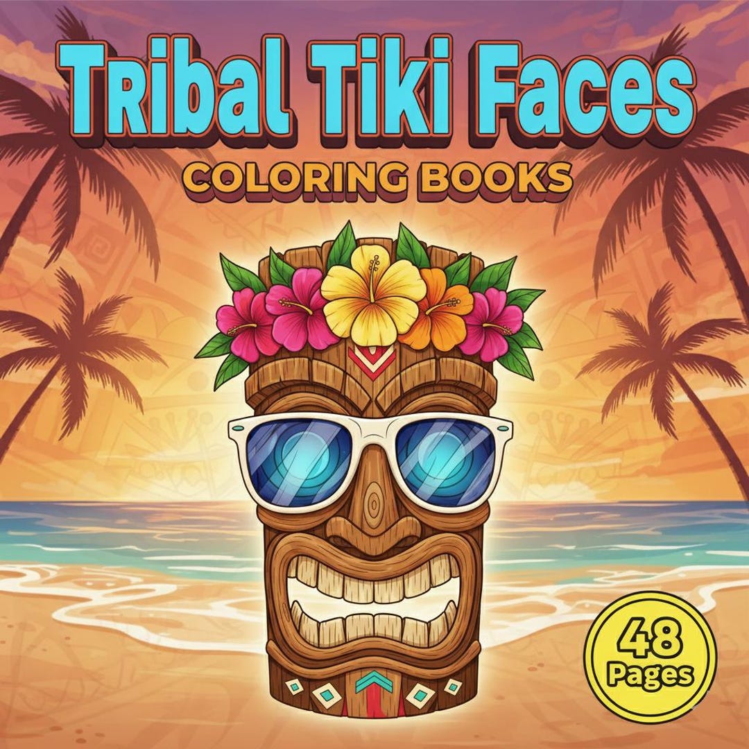 Tiki Mask Coloring Book: 48 Polynesian Tribal Designs Printable PDF for ...