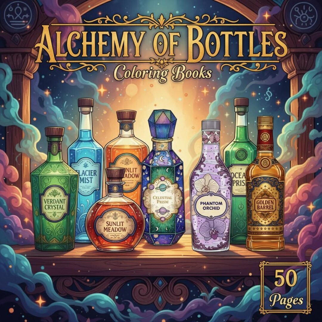 Alchemy of Bottles: 50 Unique Liquor Bottle Coloring Pages | Modern ...