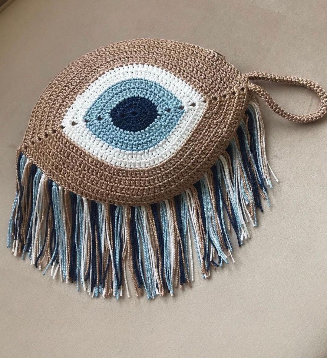 Handmade, Evil Eye Beach Bag, Hand Bag, Evil Eye Bag Charm, Evil Eye ...