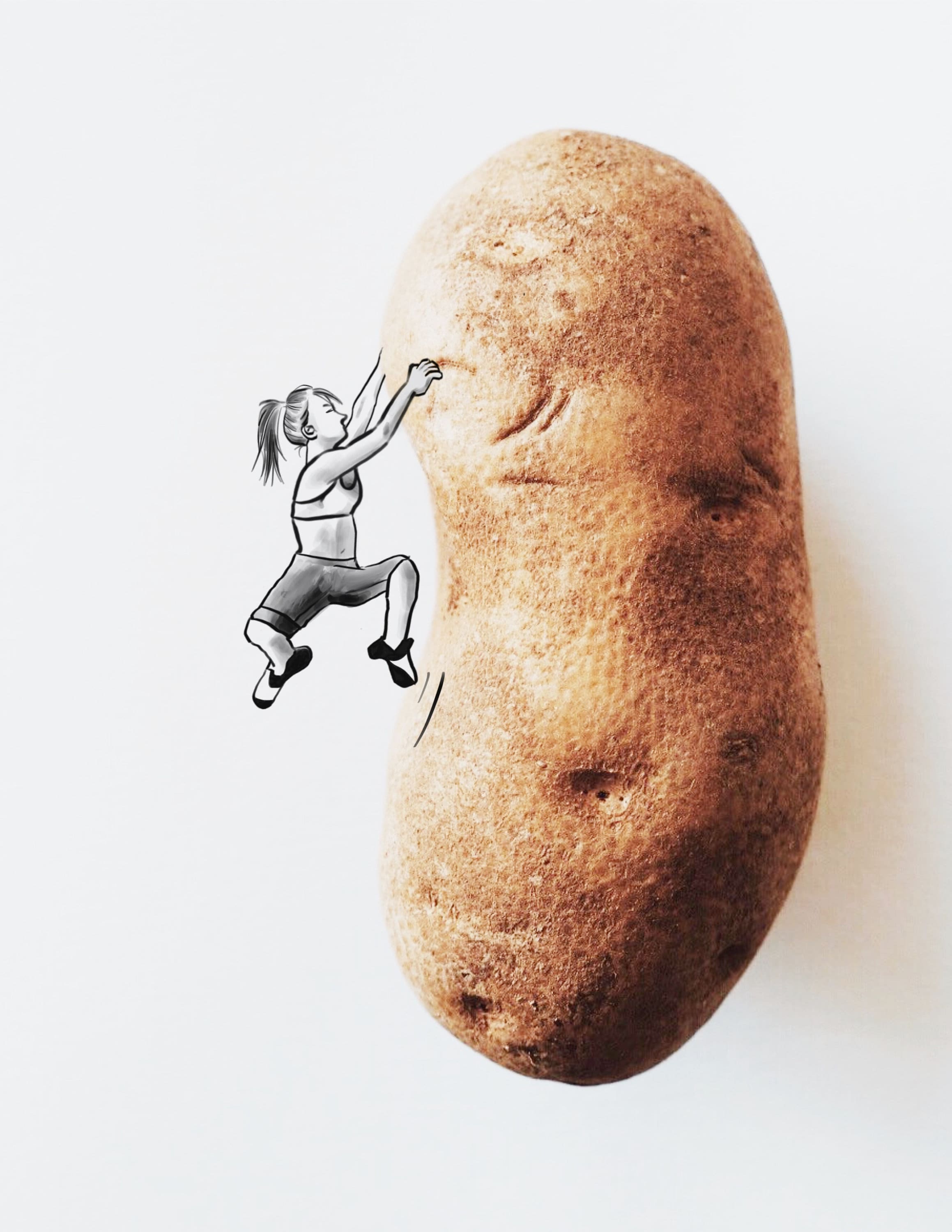 Rock Climbing | Potato Bouldering Illustration (art Print) Kitchen Wall ...