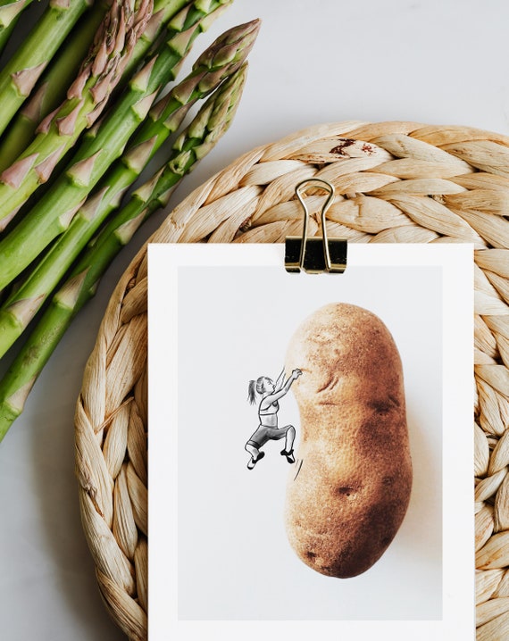 Rock Climbing Potato Bouldering Illustration Art Print | Etsy