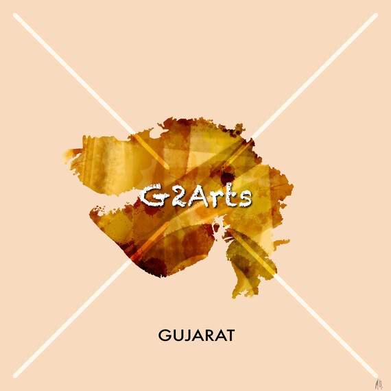 Gujarat Colorful Map digital image India | Etsy