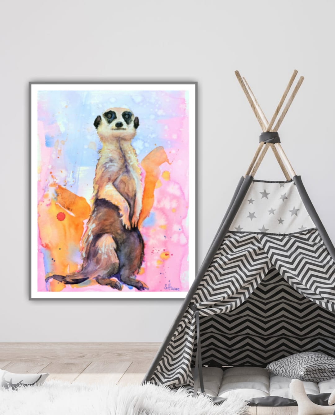 For the Little Meerkat Fans Watercolor Art Print Hand Signed and ...