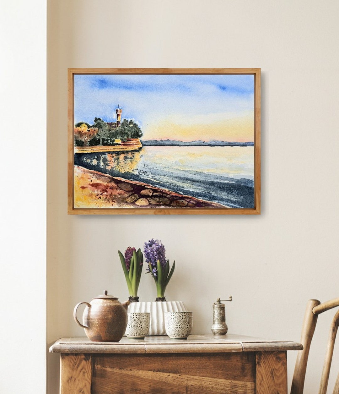 FAVORITE SPOT, Watercolor Langenargen Lake Constance Art Print High Quality and Hand Signed ...