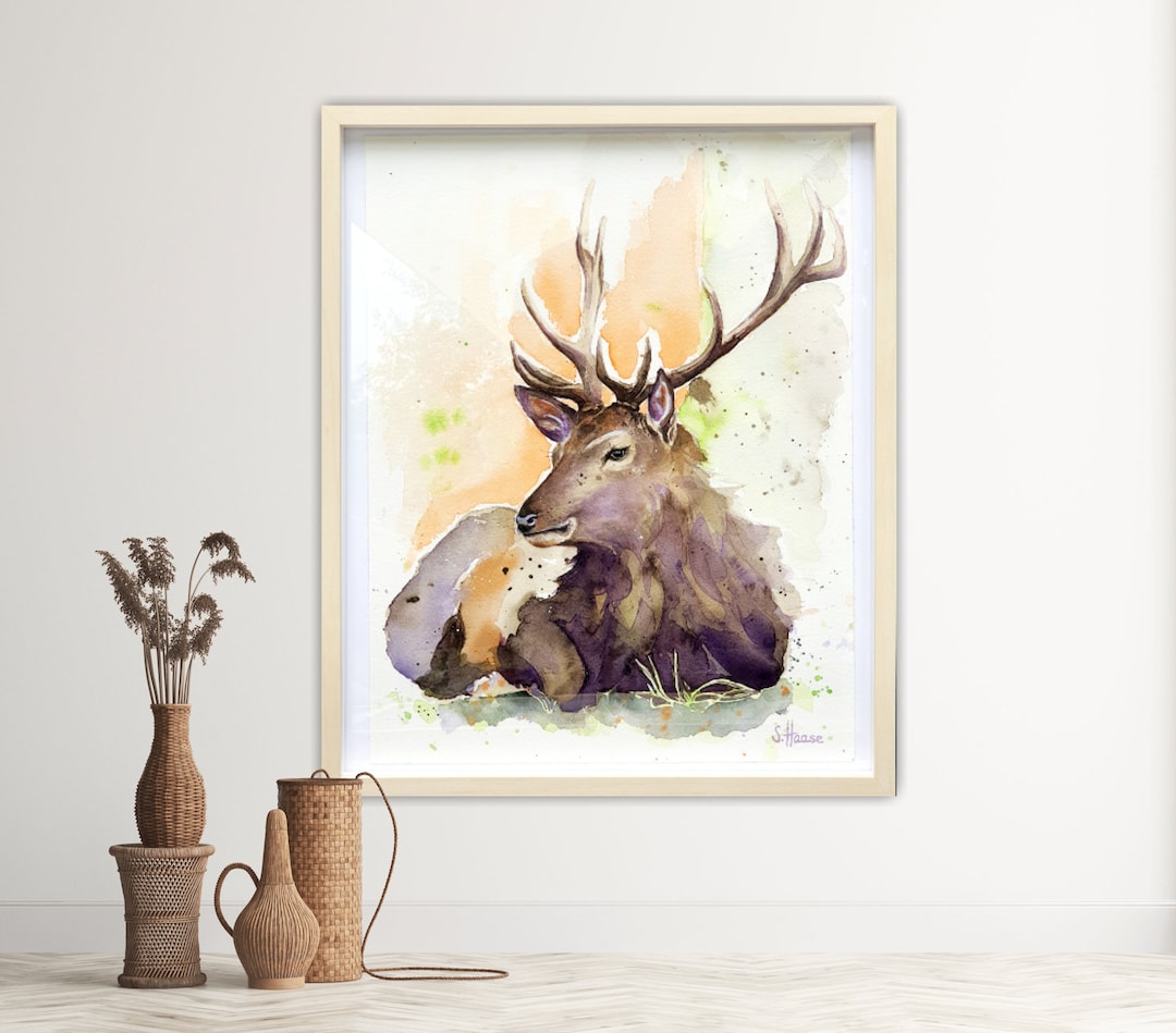 Watercolor Deer, Deer, Red Deer Art Print Hand Signed and Limited, Fine ...
