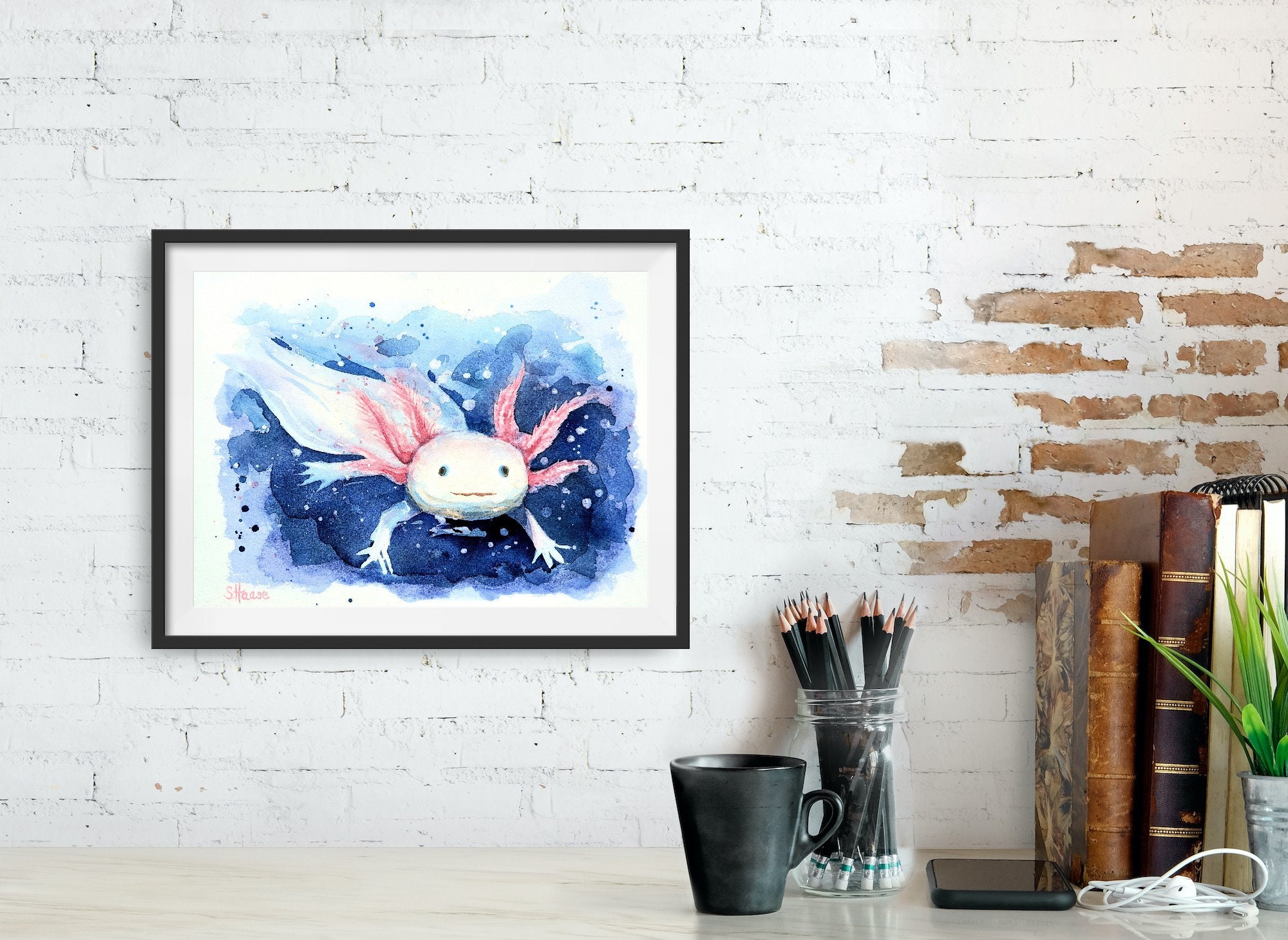 Watercolor Axolotl, Salamander, Newt Signed and Limited Fine Art Print ...
