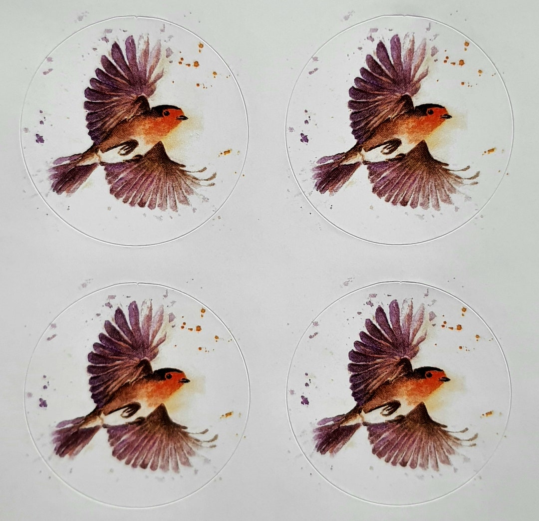 Art Sticker, Self-adhesive Letter Seal of My Flying Watercolor Robin ...