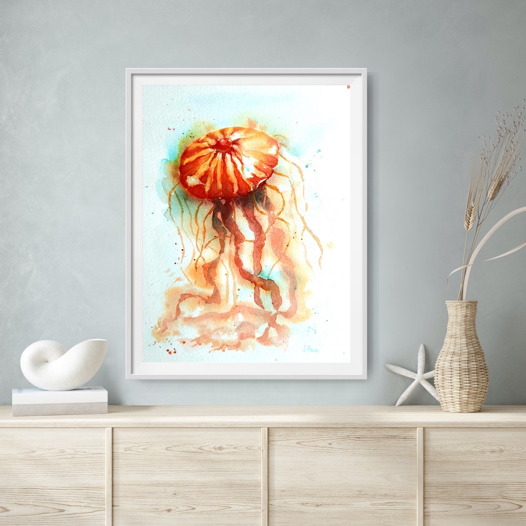 Watercolor Fire Jellyfish Art Print, Hand Signed and Limited, Fine Art ...