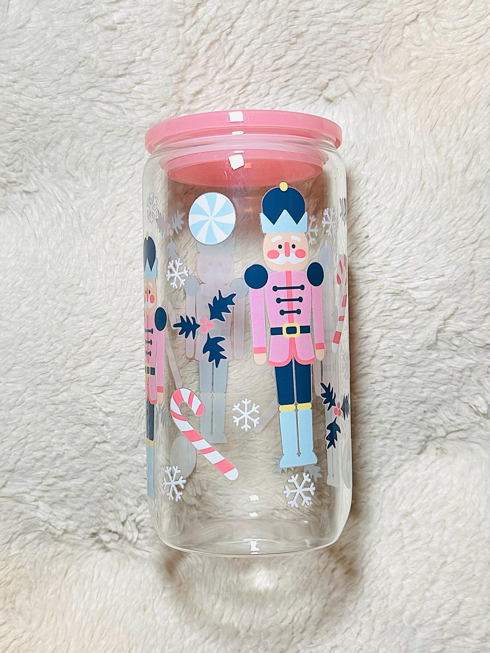 Pink Nutcracker Themed Glass Cup | 16oz Christmas Themed Drinkware ...