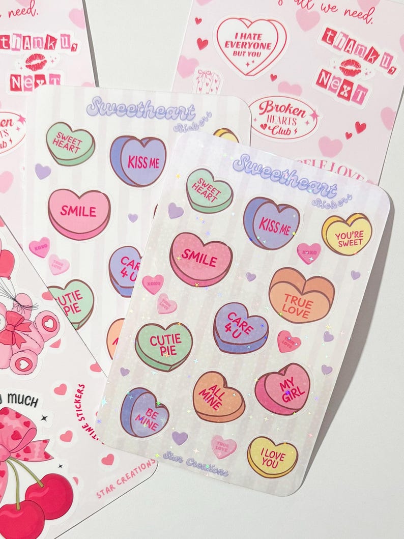Valentine's Day Sweetheart Candy Sticker Sheet | Holographic or ...