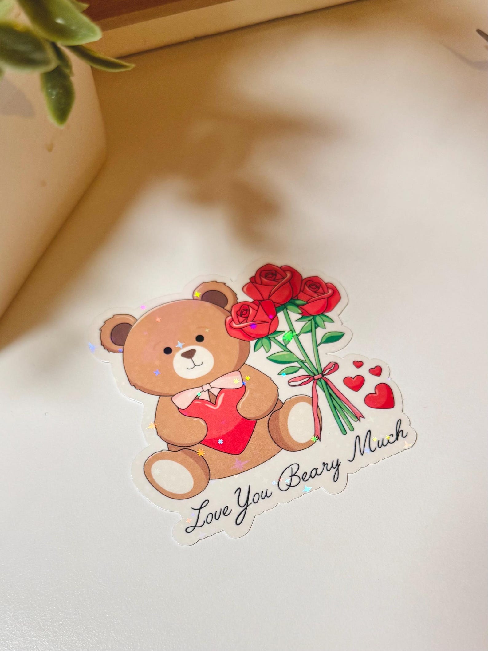 Love You Beary Much Valentine’s Day Sticker | Cute Teddy Bear Sticker ...