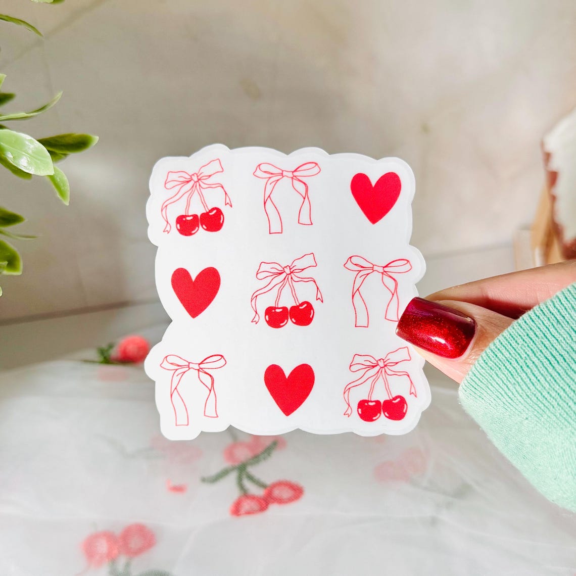 Cherry Valentine Sticker Pack | Cute Cherry Stickers Set of 6 ...
