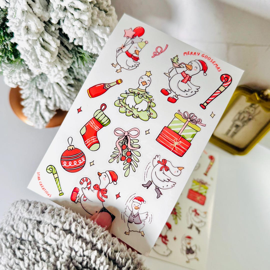 Merry Goosemas Christmas Sticker Sheet Holiday Goose Stickers Funny ...