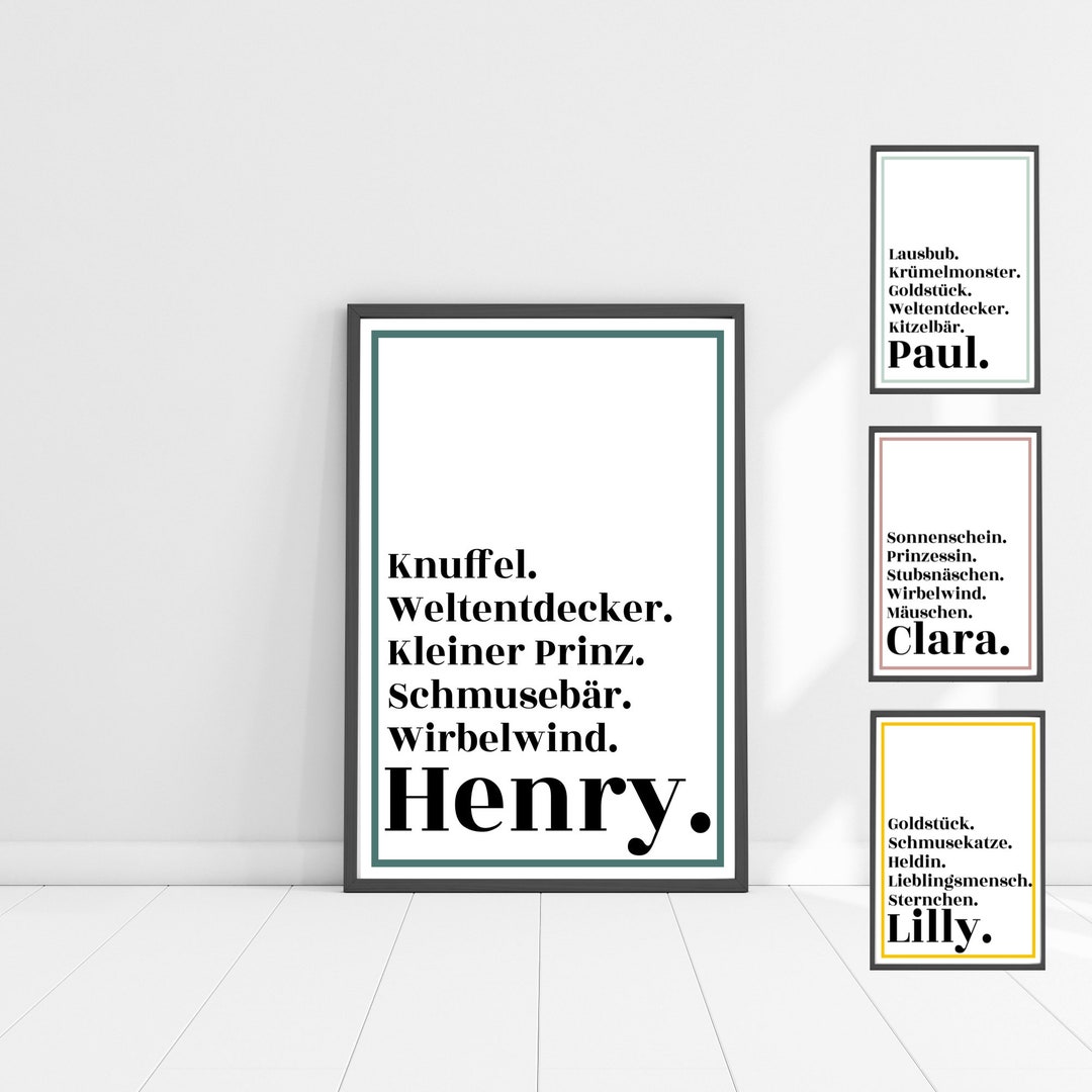 Birth Poster Name Poster One and All | Personalized Gift for Birth or ...