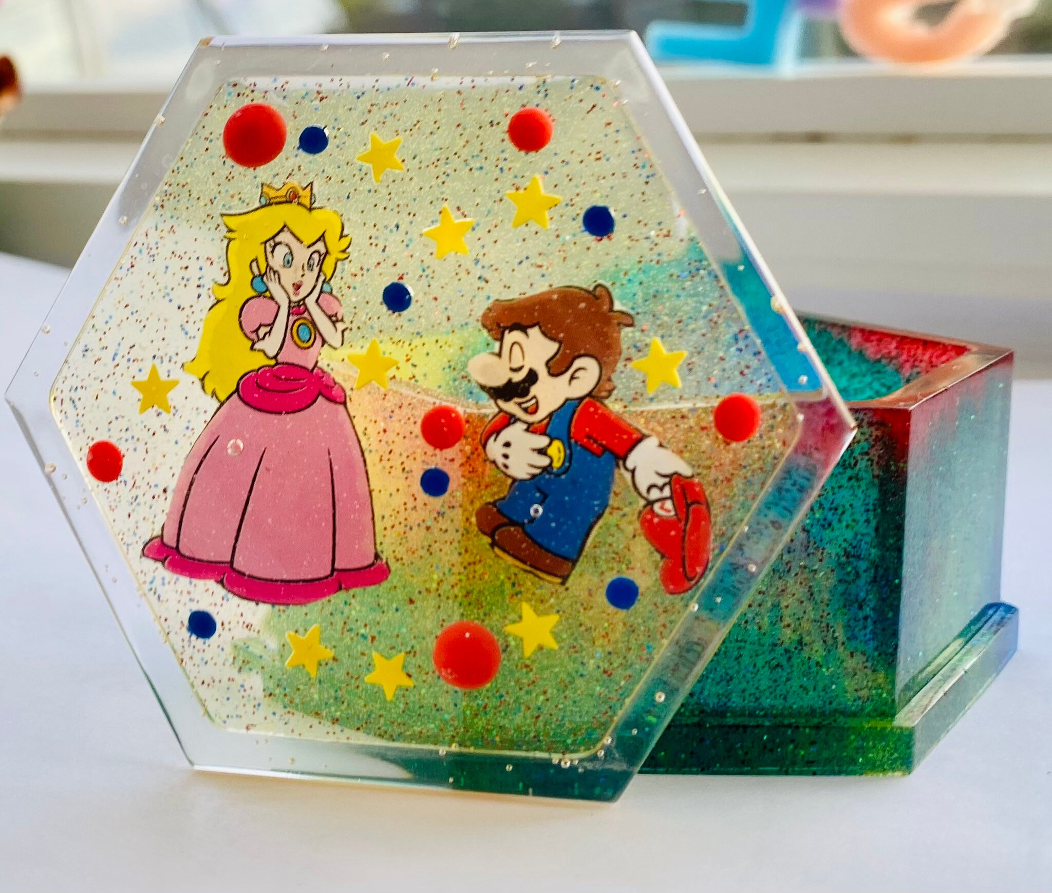 Super Mario and Princess Peach Inspired Epoxy Trinket Box - Etsy