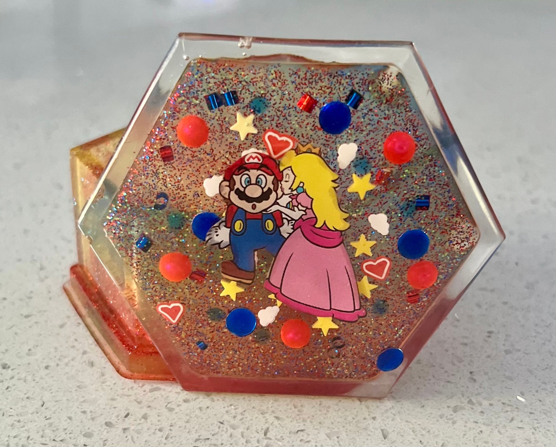 Super Mario and Princess Peach Inspired Epoxy Trinket Box - Etsy