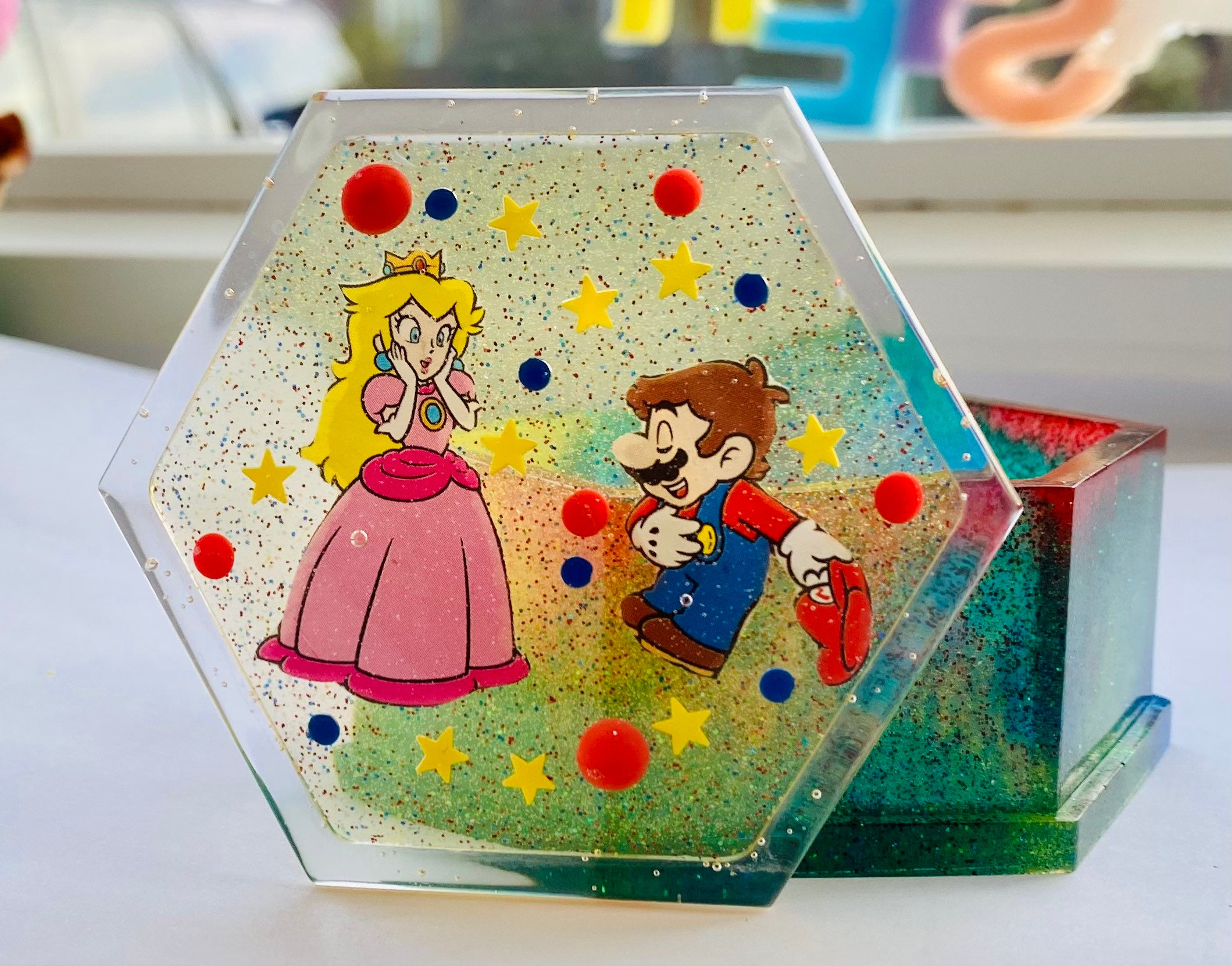 Super Mario and Princess Peach Inspired Epoxy Trinket Box - Etsy