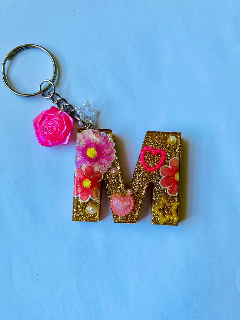 Resin Letter Keychain - Etsy