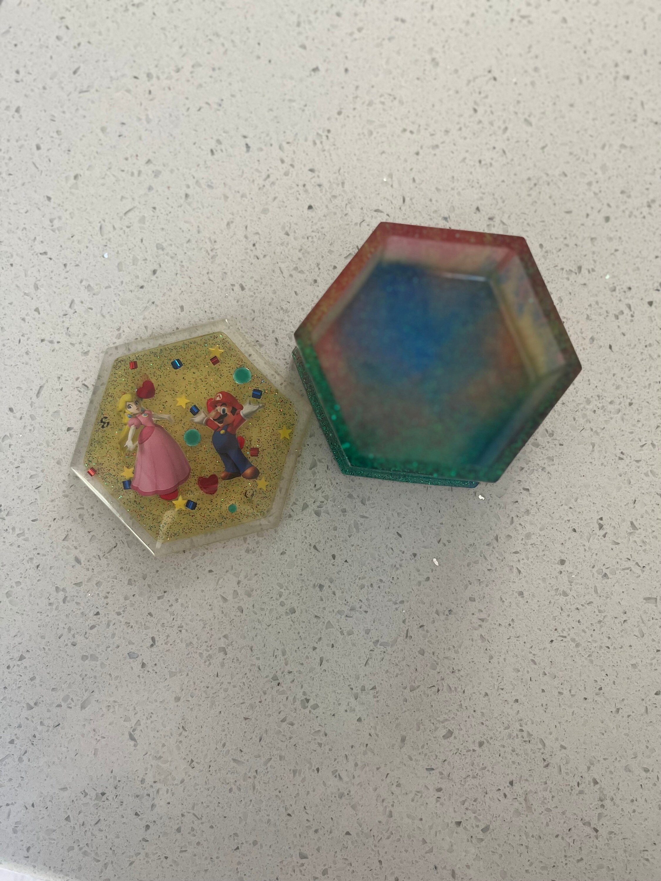 Super Mario and Princess Peach Inspired Epoxy Trinket Box - Etsy