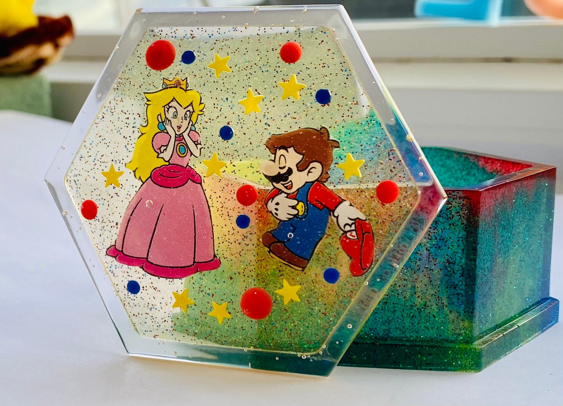 Super Mario and Princess Peach Inspired Epoxy Trinket Box - Etsy