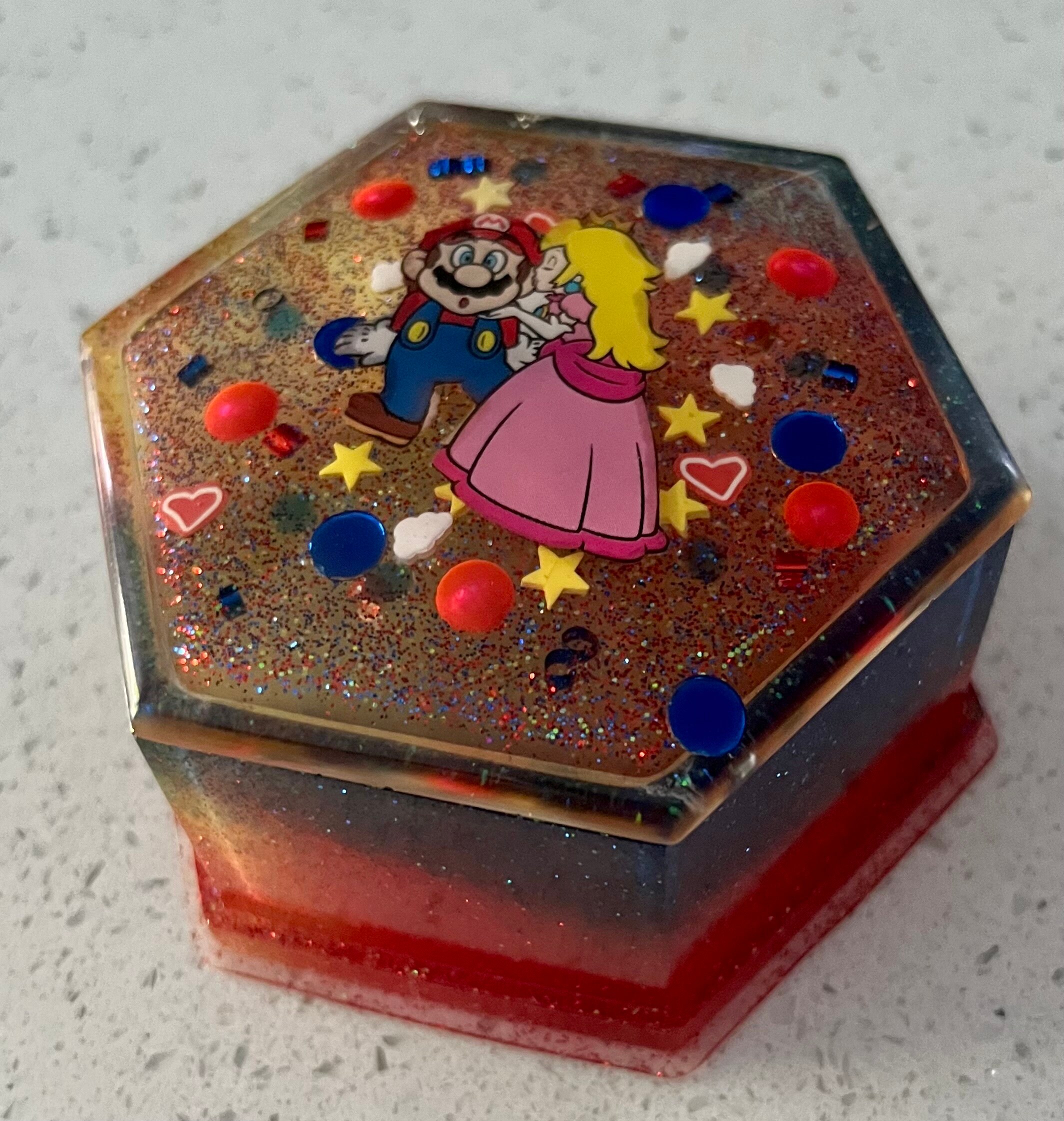 Super Mario and Princess Peach Inspired Epoxy Trinket Box - Etsy
