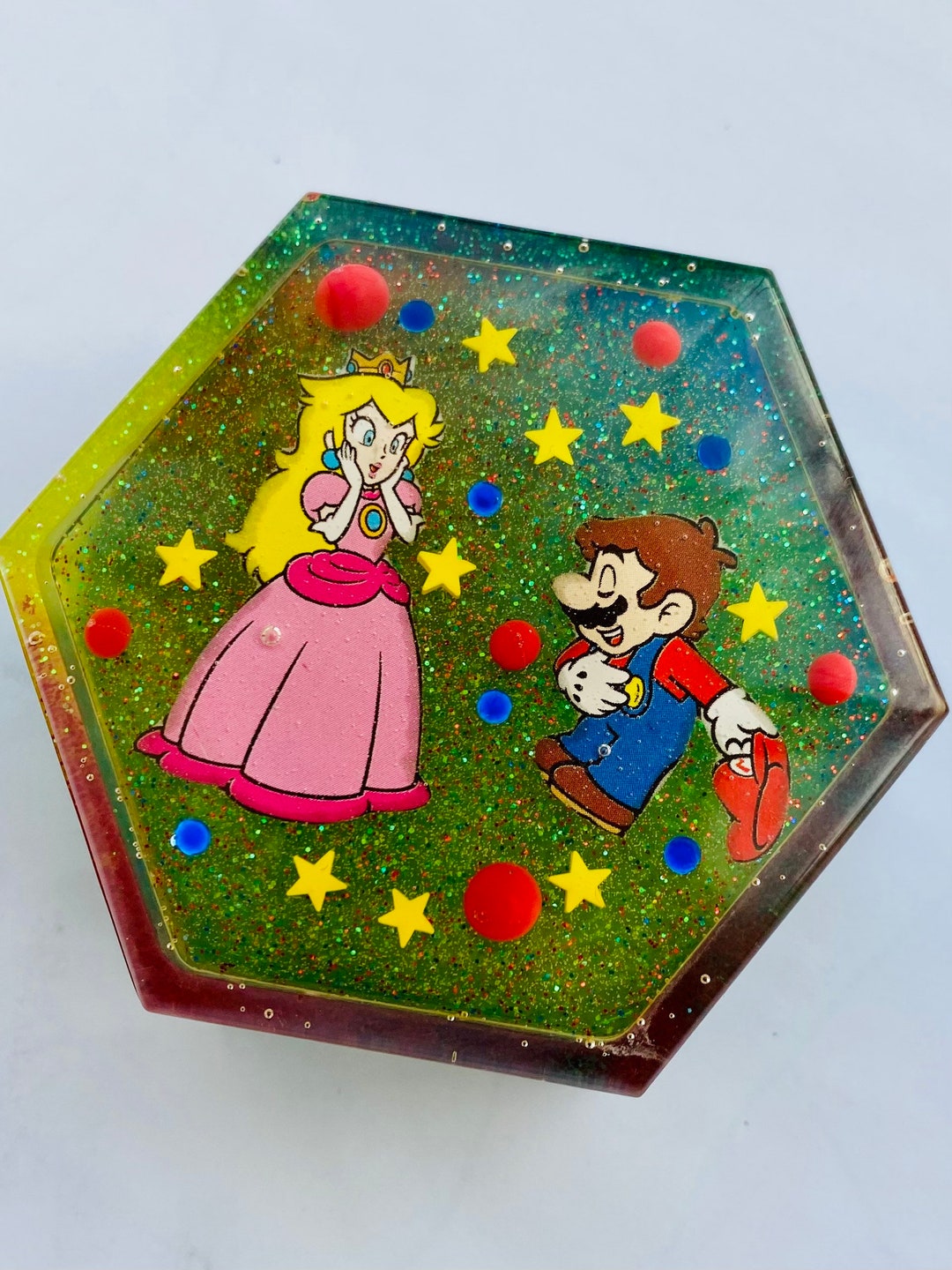 Super Mario and Princess Peach Inspired Epoxy Trinket Box - Etsy