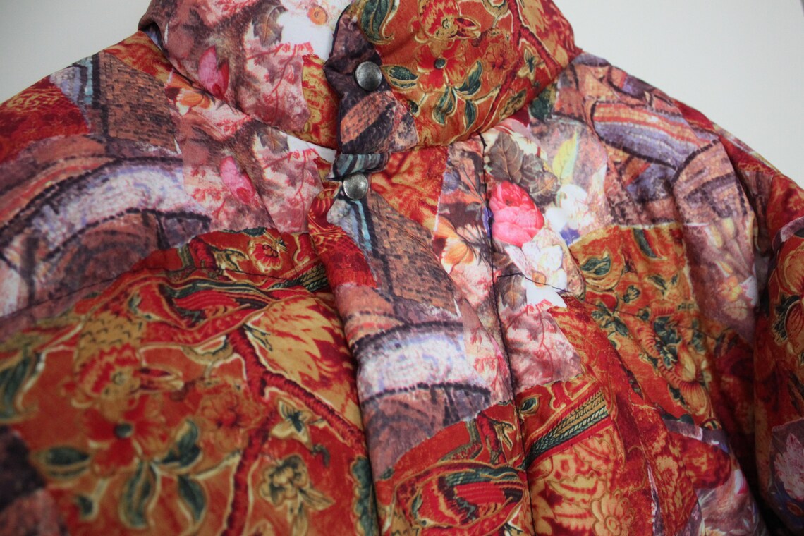 Vintage Moncler Puffer Coat Jacket Flowers Floral Pattern RARE ...